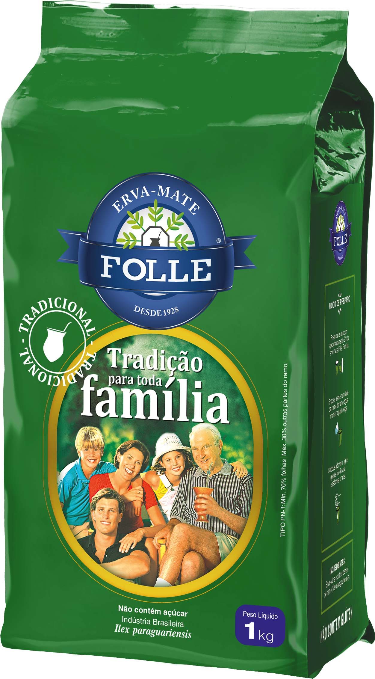 Erva-Mate Folle Família Tradicional 1kg - Ervateira Folle