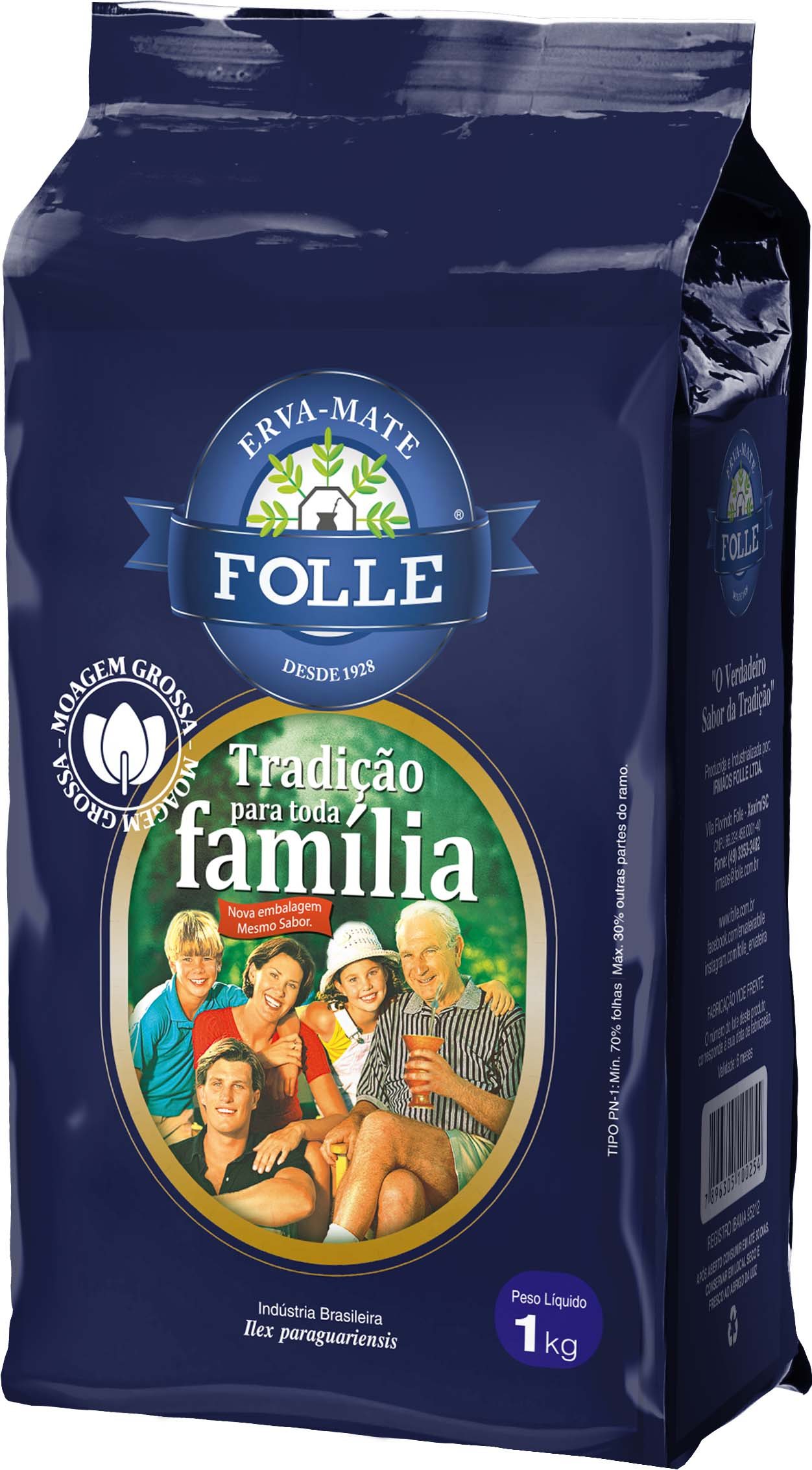 Erva -Mate Folle Família - Moagem Grossa 1Kg - Ervateira Folle